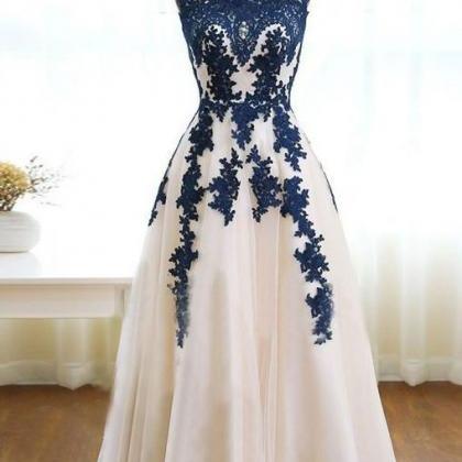 Lace Applique Prom Dress, Long Prom Dress, A-line Prom Dress, Tulle ...