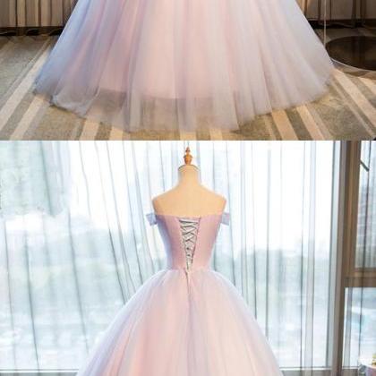 2018 Princess Strapless Off Shoulder Flower Long Tulle Prom Gown ...