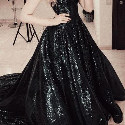 Black Sequin Ball Gown Prom Dresses M8306 on Luulla