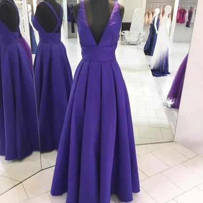 Elegant V Neck Long Prom Dress With Cross Back M58 on Luulla