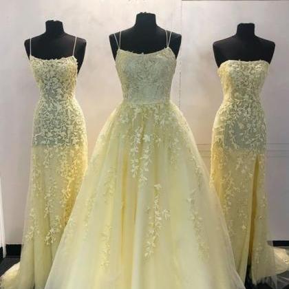 Gorgeous Yellow Lace Appliqued Prom Dresses, Long Prom Dresses M148 on ...
