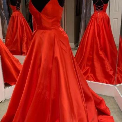Simple Strappy Red Long Prom Dress M2058 on Luulla