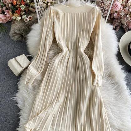 Simple V Neck Knitted Dress Sweater Dress on Luulla