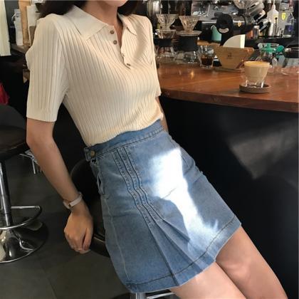 Cute Knitted Half Sleeve Top on Luulla