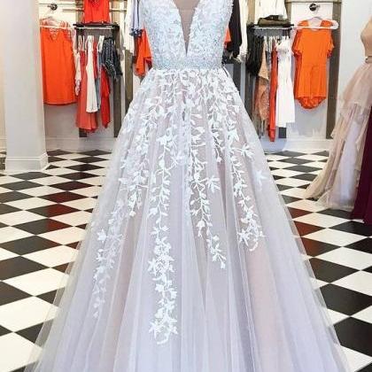 Classic Ivory Long Prom Dress With Lace Appliques on Luulla