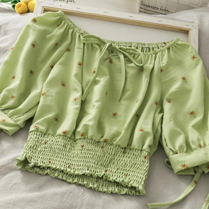 Cute Floral Pattern Top Crop Tops on Luulla