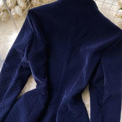 Retro Blue Velvet Dress Jacket on Luulla