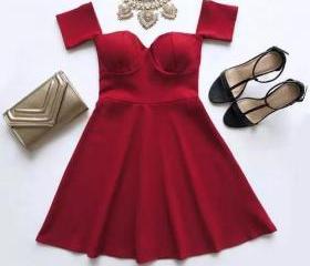 Cute Red Short Party Dress Homecoming Dress M3959 on Luulla