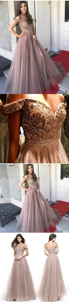 Gorgeous Prom Dresses,off The Shoulder Prom Gown,brown Prom Dresses ...