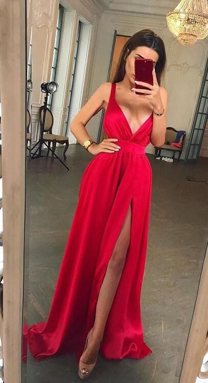 Simple Prom Dress,chiffon Prom Dress,long Red Prom Dress, Prom Dress ...