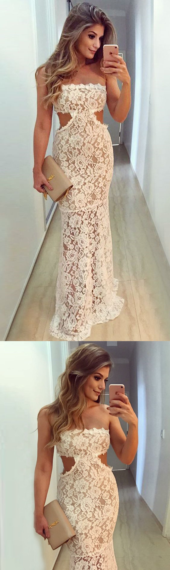 Lace Strapless Neckline Sheath/column Prom Dress M3140 on Luulla