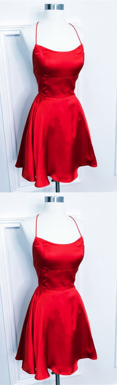 A-line Halter Top Satin Short Mini Prom Dresses For Homecoming Party ...