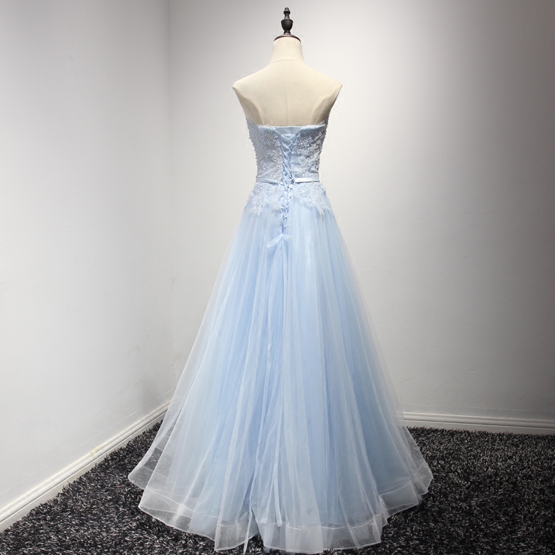 Light Blue Prom Dresses,lace Tulle Prom Dresses,long Prom Dress,elegant ...