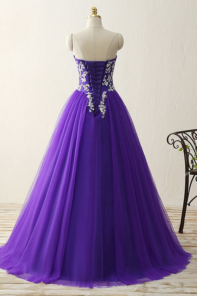 Sweetheart Applique A-line Princess Long Prom Dress For Teens, Evening ...