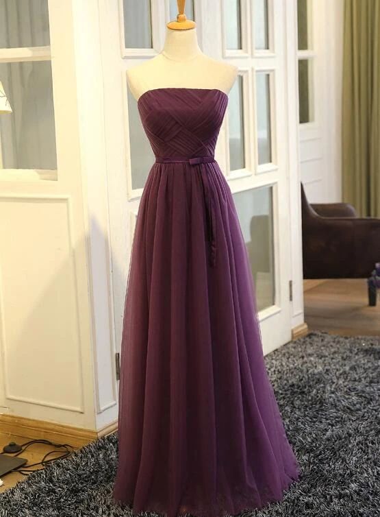 Beautiful Purple Tulle Long Prom Dress 2021, A-line Party Gowns M2368 ...