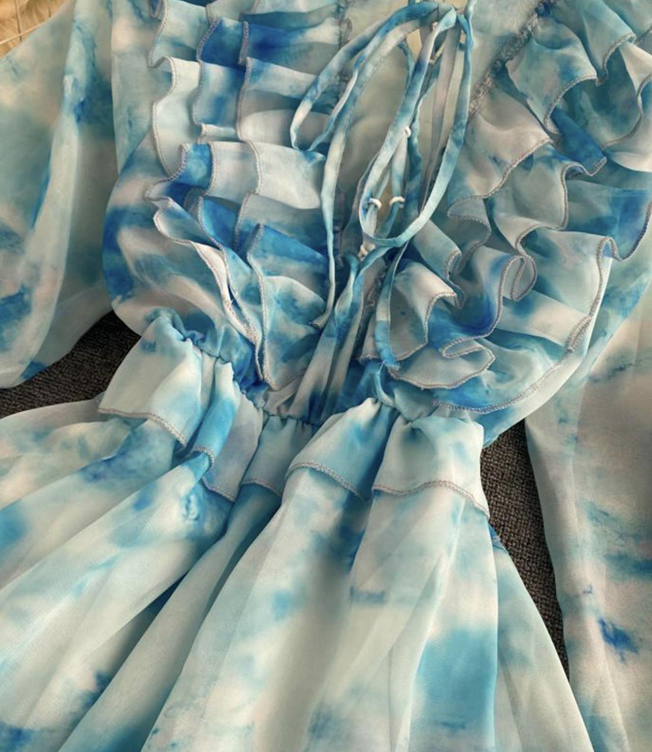 Blue A Line Long Sleeve Dress Fashion Dress on Luulla