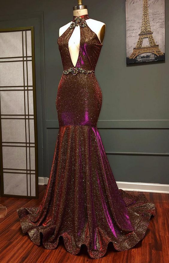Mermaid High Neck Cut Out Long Prom Dress M3307 on Luulla