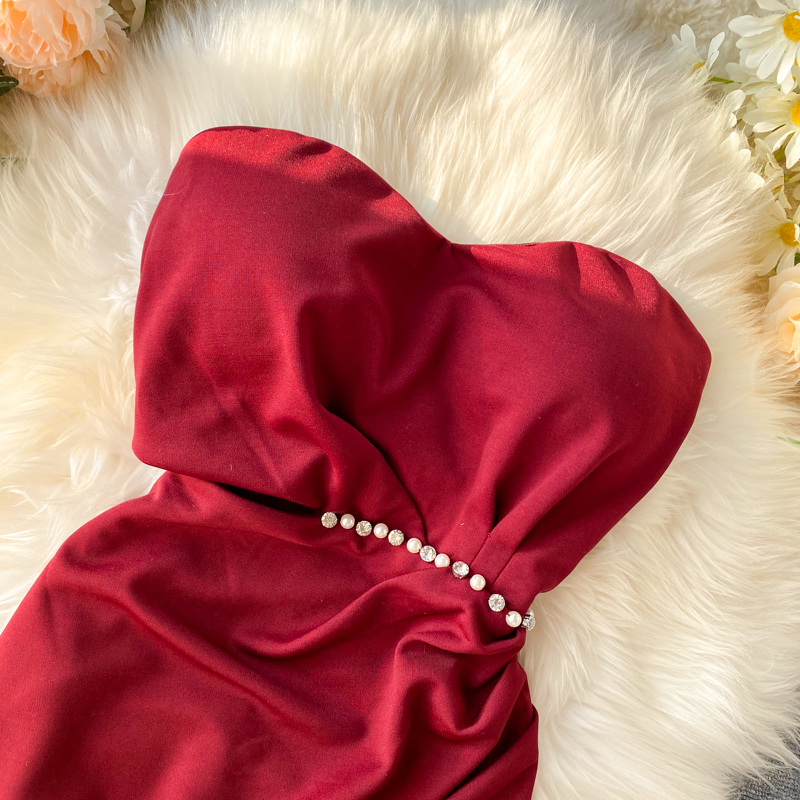A Line Strapless Red Dress Fashion Dress on Luulla