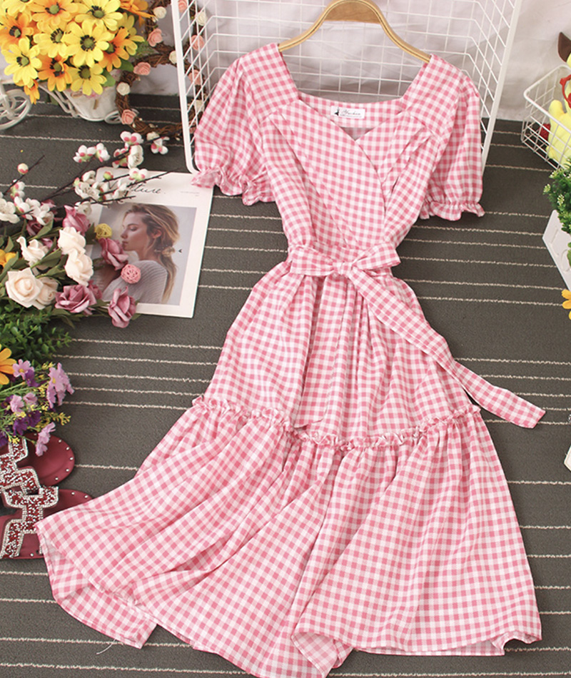 Cute Plaid Dress A Line Short Dress on Luulla