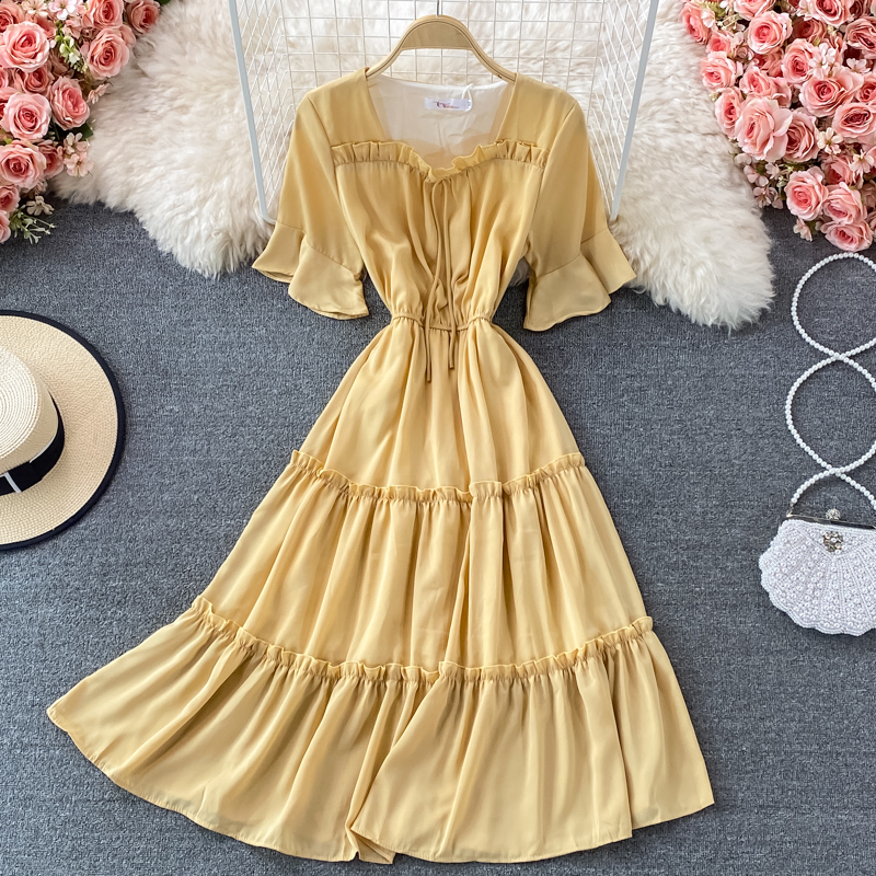 Sweet A Line Square Fashion Dress on Luulla