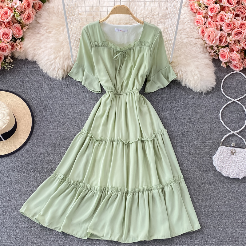 Sweet A Line Square Fashion Dress on Luulla