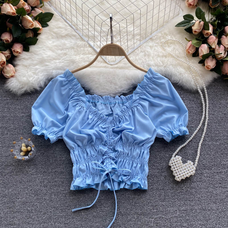 Cute Short Sleeve Crop Tops on Luulla