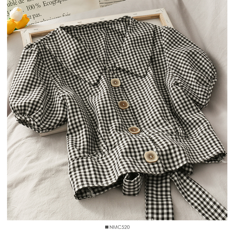 Cute Plaid Short Sleeve Top on Luulla