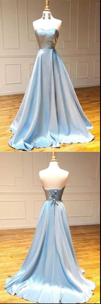 Simple Sweetheart Blue Long Prom Dress Blue Long Evening Dress on Luulla
