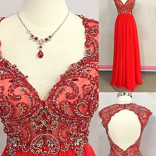 Gorgeous Scoop Cap Sleeves Floor Length Red Prom Dress Open Back With ...