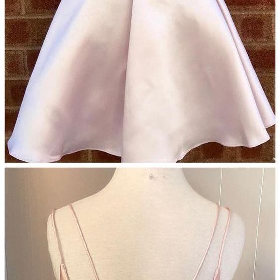 Spaghetti Strap Satin Light Pink Simple Homecoming Dresses M5408 on Luulla