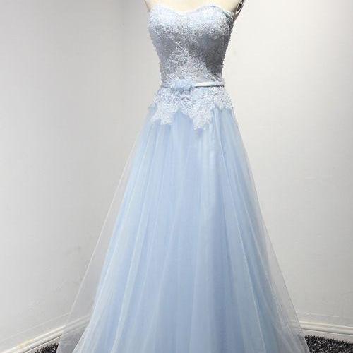 Light Blue Prom Dresses,lace Tulle Prom Dresses,long Prom Dress,elegant ...