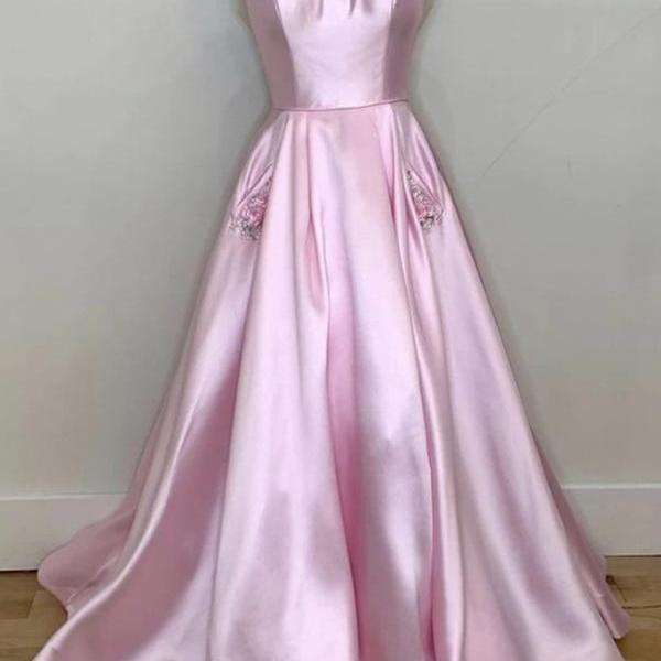 Simple Pink Dress Long Open Back Prom Dress, Bridesmaid Dress M832 on ...