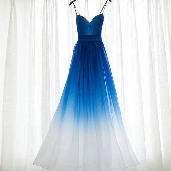 Elegant Spaghetti Blue Gradient Prom Dress,chiffon Prom Dress M2172 on ...