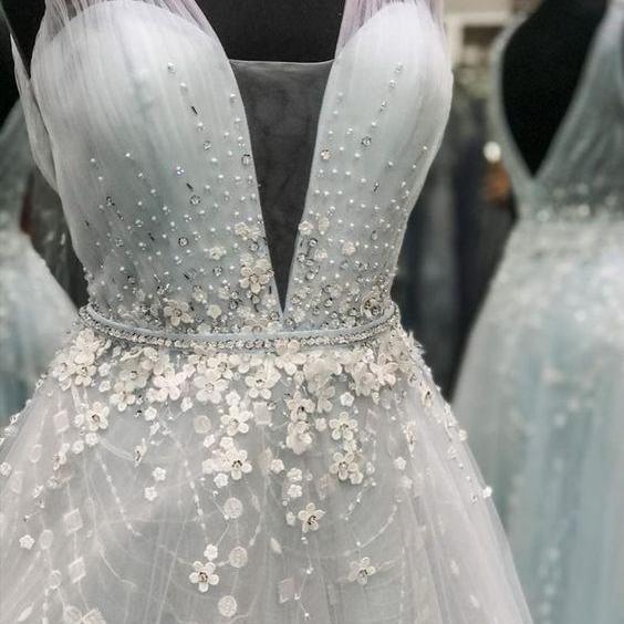 Light Blue A-line Tulle Long Formal Dress M2949 on Luulla