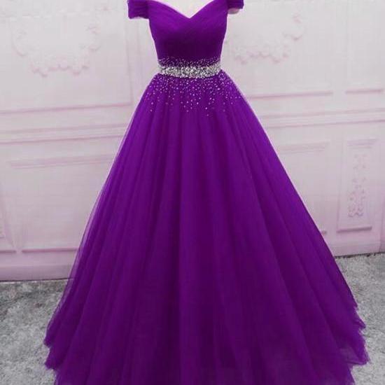 Purple Evening Gown With Beads Long Pageant Dress M3794 on Luulla