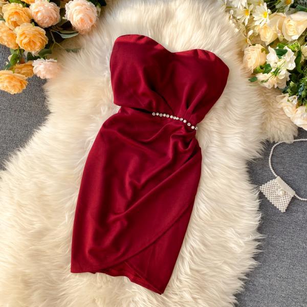 A Line Strapless Red Dress Fashion Dress on Luulla