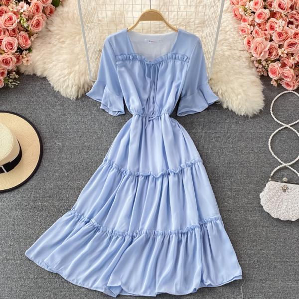 Sweet A Line Square Fashion Dress on Luulla