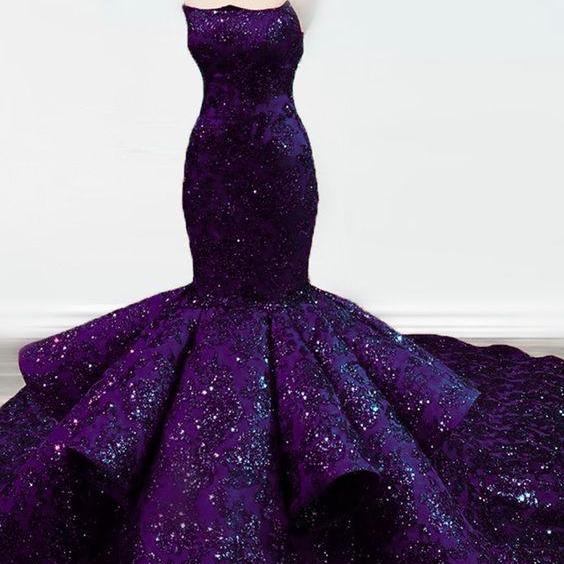Mermaid Ruffles Strapless Sequins Pattern Dresses on Luulla