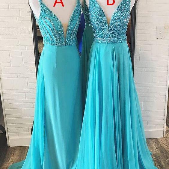 Party Dresses, Sexy Halter V-neck Prom Dresses, Long Prom Dresses ...