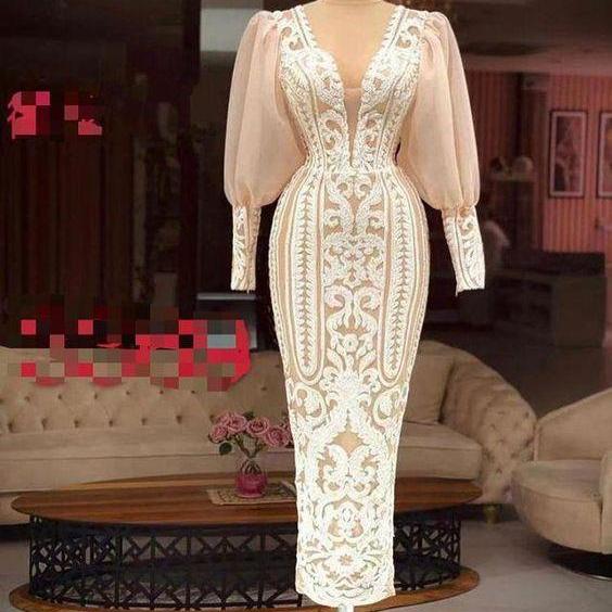 Plus Size Arabic Aso Ebi Lace Sexy Vintage Prom Dresses Deep V-neck ...