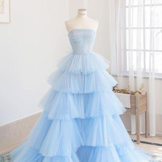 Simple Blue Long Prom Dress, Long Evening Dress on Luulla