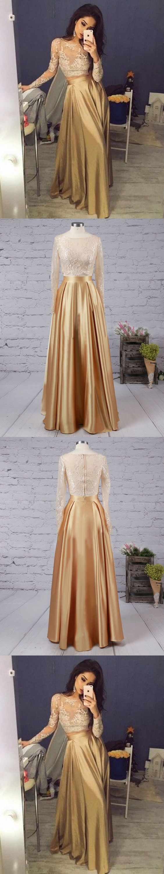 Lace Two Piece Prom Dress Modest Beautiful Long Prom Dress M2371 on Luulla