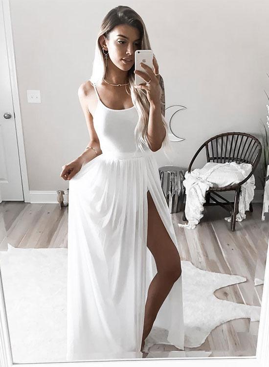 Simple White Long Prom Dress,white Evening Dress M2688 on Luulla