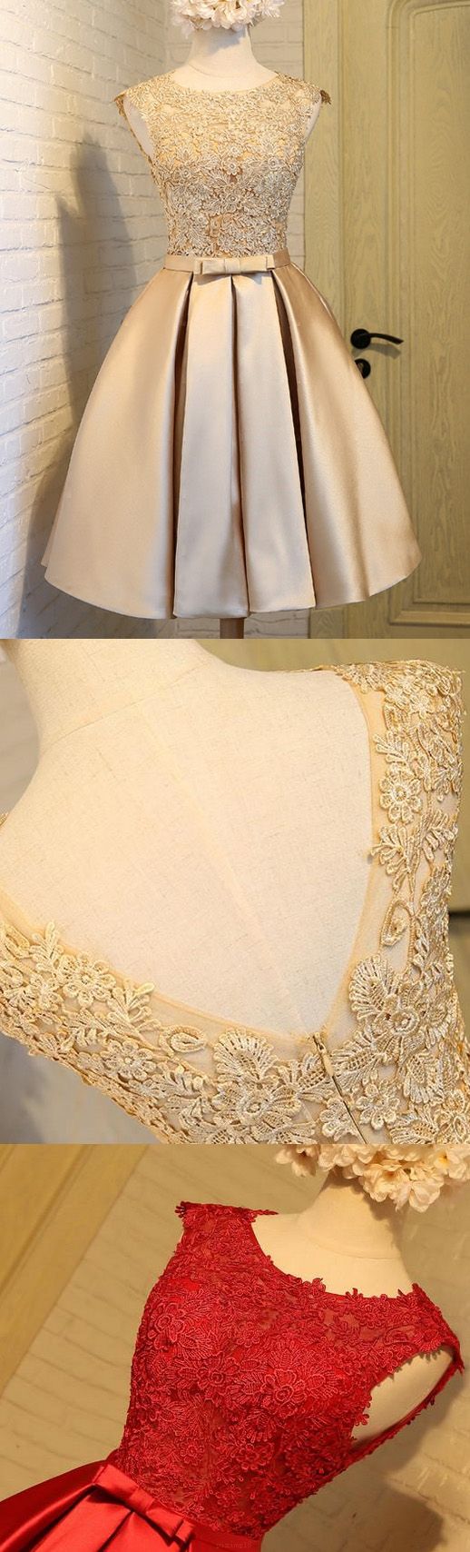 Champagne A-line/princess Homecoming Prom Dresses Luxurious Short Round ...