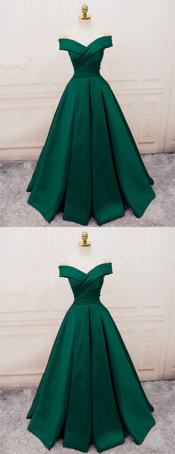 Amazing V-neck Off The Shoulder Long Satin Evening Gowns M6013 on Luulla