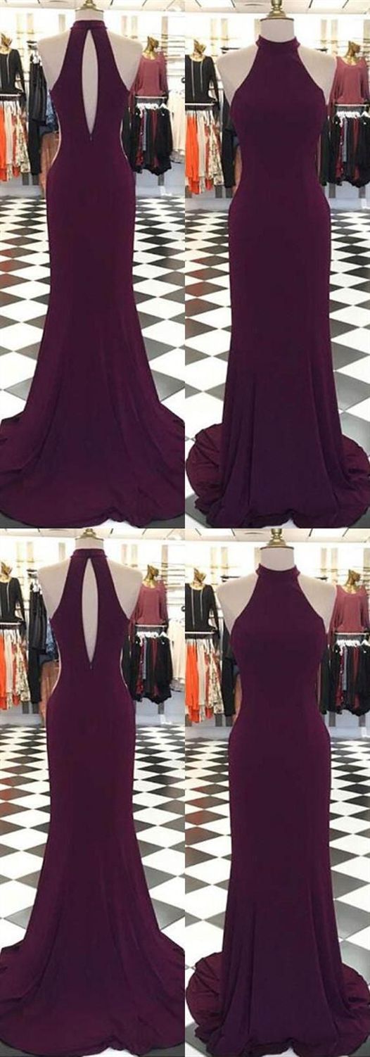 High Neck Sleeveless Backless Long Prom Dresses Evening Dresses M6173 ...