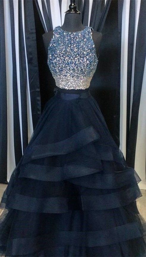 Two Piece Long Prom Dress ,popular Wedding Party Dress,long Evening ...