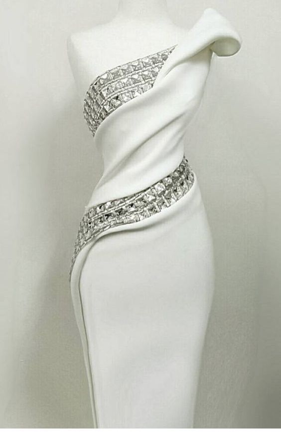 White Dress With Diamonds Prom Dress M9295 on Luulla