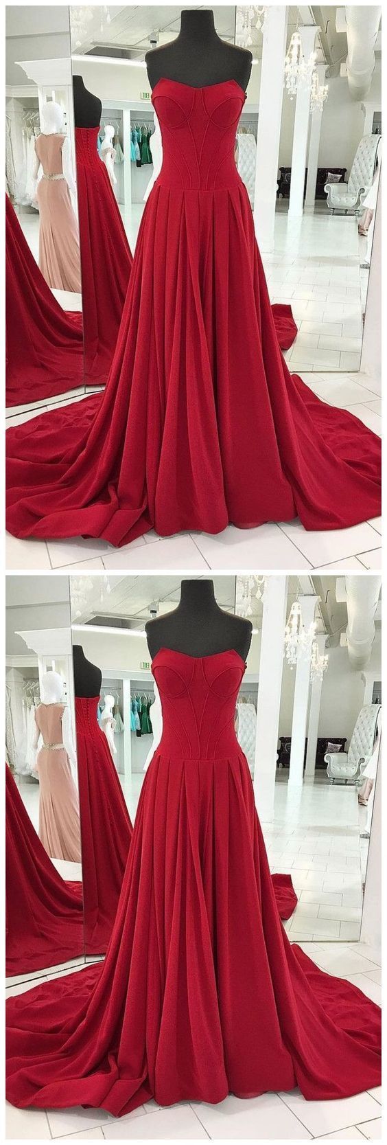 Simple Red Long Prom Dress, Red Long Evening Dress M9382 on Luulla