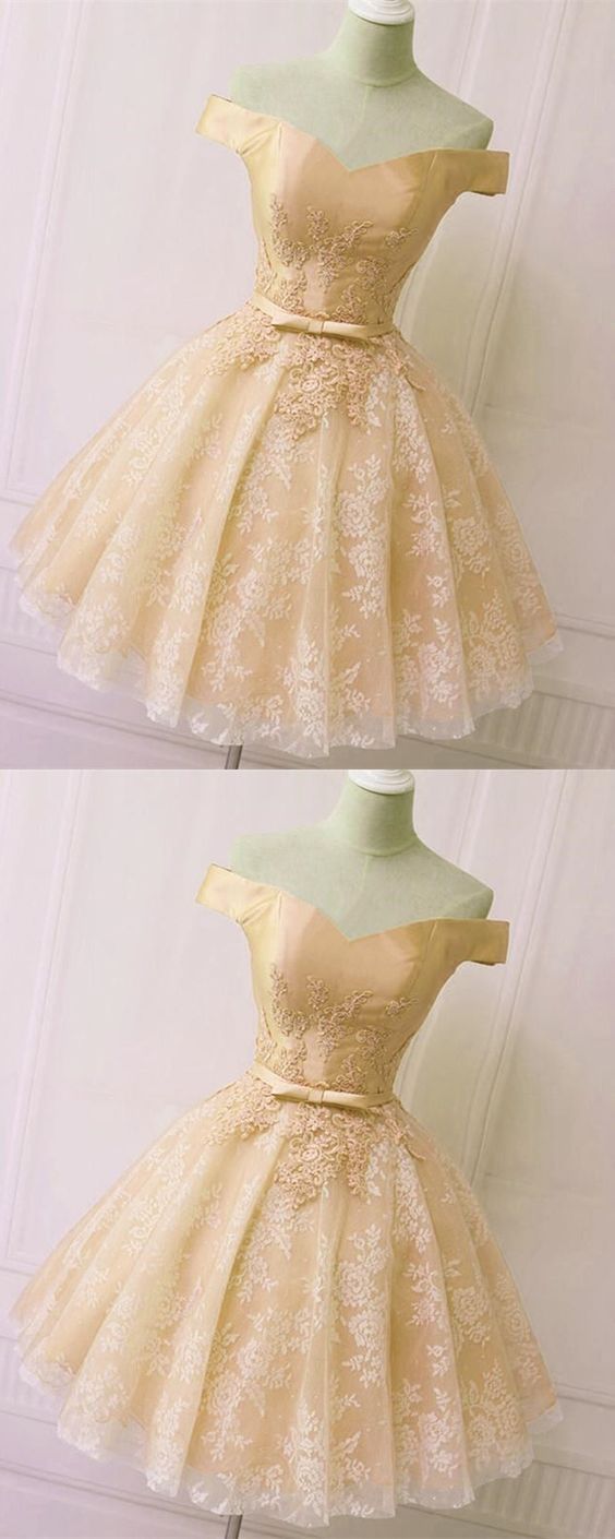 Sweet 16 Prom Dress,light Champagne Lace Homecoming Dress Short , Sexy ...